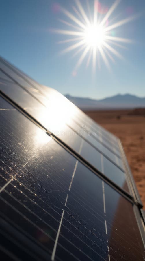 Solar Panel Glinting Under the Harsh Midday Sun in the Atacama Desert ...