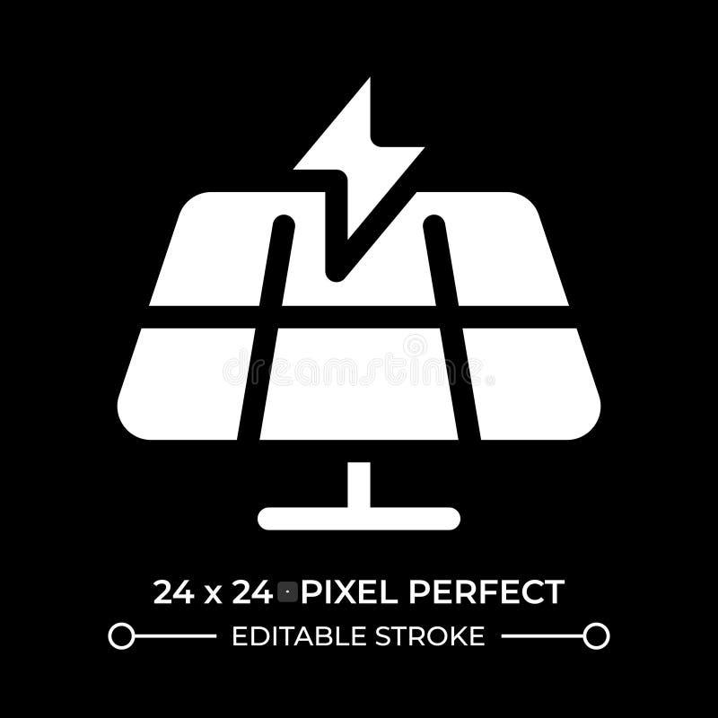 Solar Panel Glyph Ui Icon Isolated on Black Stock Vector - Illustration ...