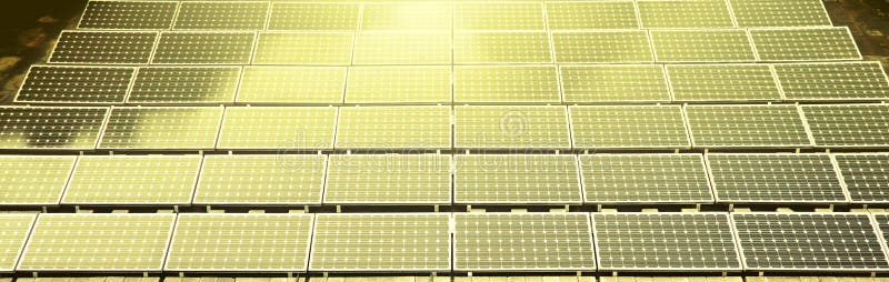 Solar Panel with Golden Light Banner Stock Image - Image of concept ...