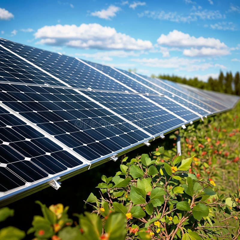 Solar Panel on Ground in a Field, Generative Ai Stock Illustration ...