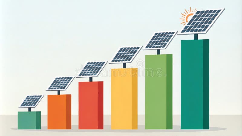 Solar Panel Growth a Bar Graph Increasing in Height with Solar Panels ...