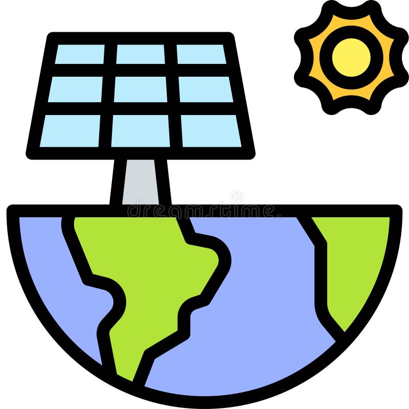Solar Panel on Half Earth Icon, Earth Day Related Vector Stock Vector ...