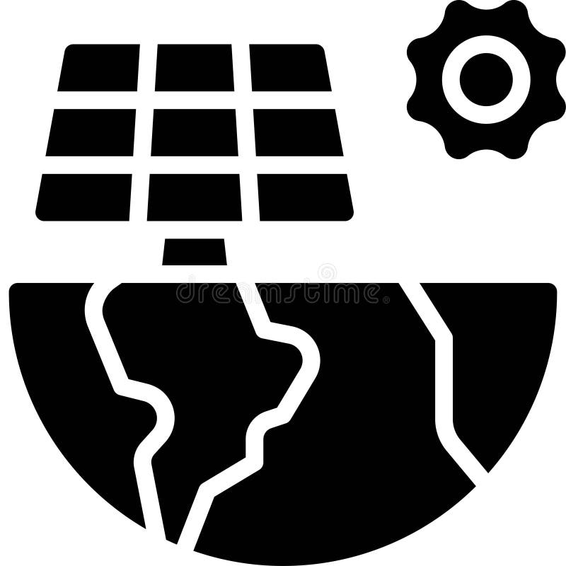 Solar Panel on Half Earth Icon, Earth Day Related Vector Stock Vector ...