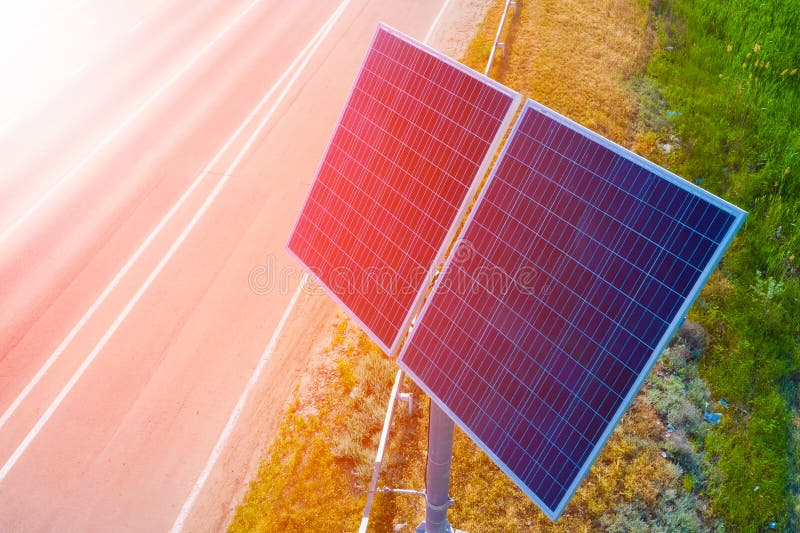 The Photovoltaic Solar Light In Highway Stock Image - Image of ...