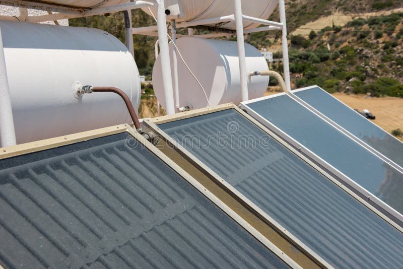 Solar Panel Hot Water System Stock Image - Image of geliosystem, boiler ...