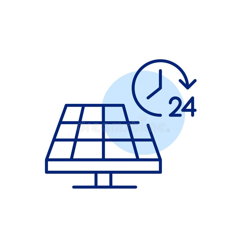 Solar Panel and 24 Hours Clock. Renewable Energy, Sustainable Power ...