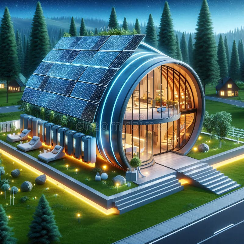 Solar Panel House Close-Up Generative for AI Stock Illustration ...