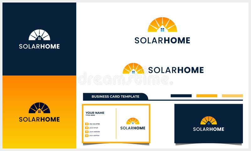 Solar Panel with House Home Logo Concept and Business Card Template ...
