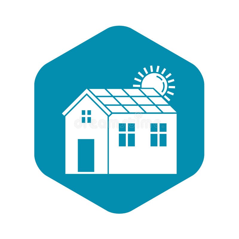 Solar Panel House Icon, Simple Style Stock Vector - Illustration of ...