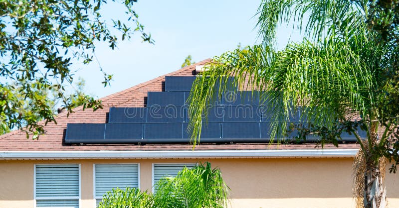 Solar Panel on a House Roof Stock Image - Image of ecologic, economy ...