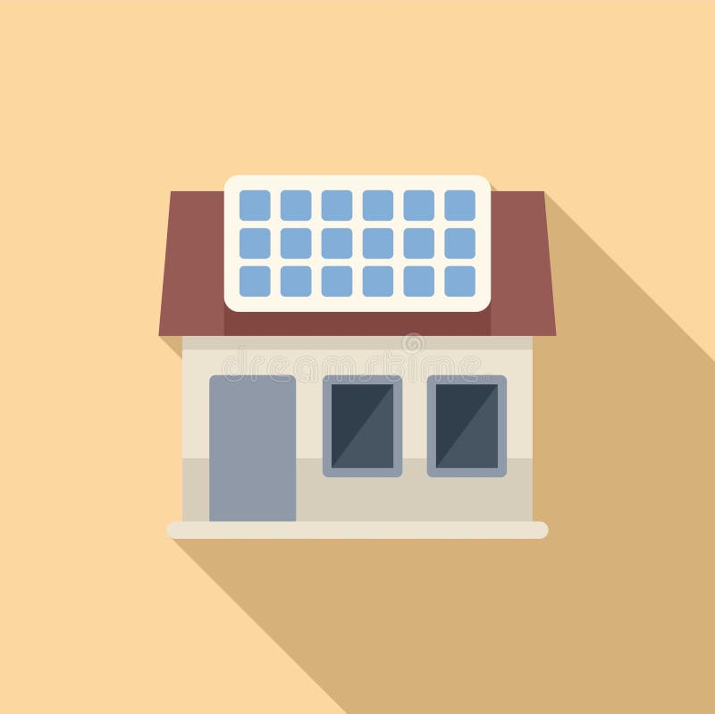 Solar Panel on House Roof Icon Flat Vector. Regulator Sun Stock ...