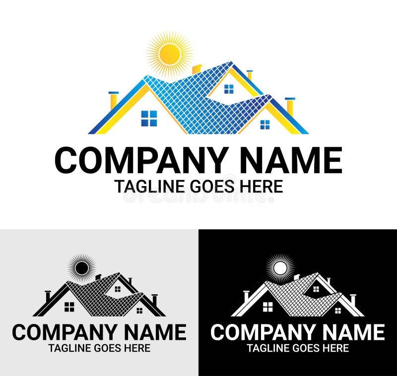 Creative Solar Panel House Roof Top Logo Design Template Stock Vector ...