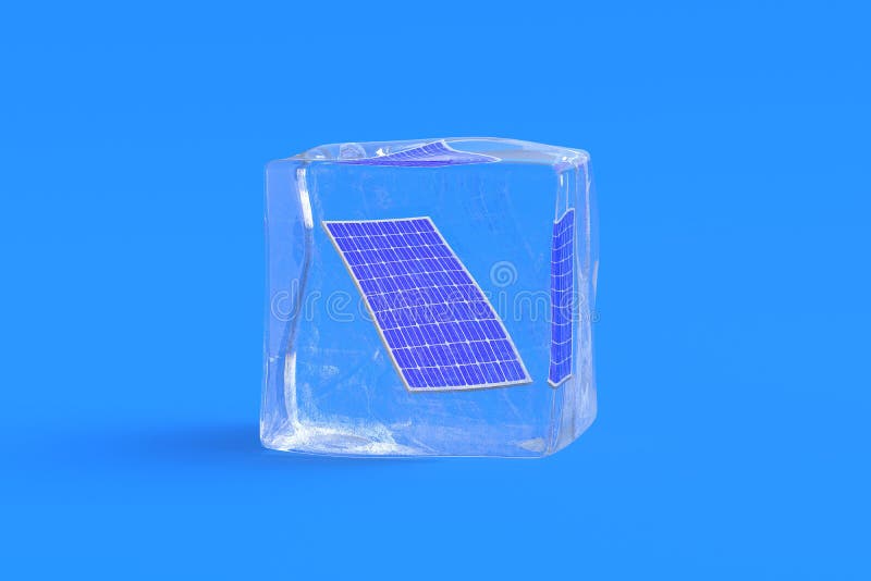 Solar panel in ice cube stock illustration. Illustration of electricity ...