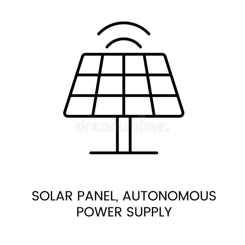 Solar Panel Icon with Editable Stroke for Autonomous Energy Supply in ...
