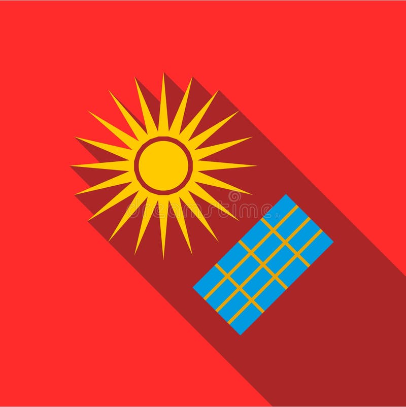 Solar Panel Icon, Flat Style Stock Vector - Illustration of electricity ...
