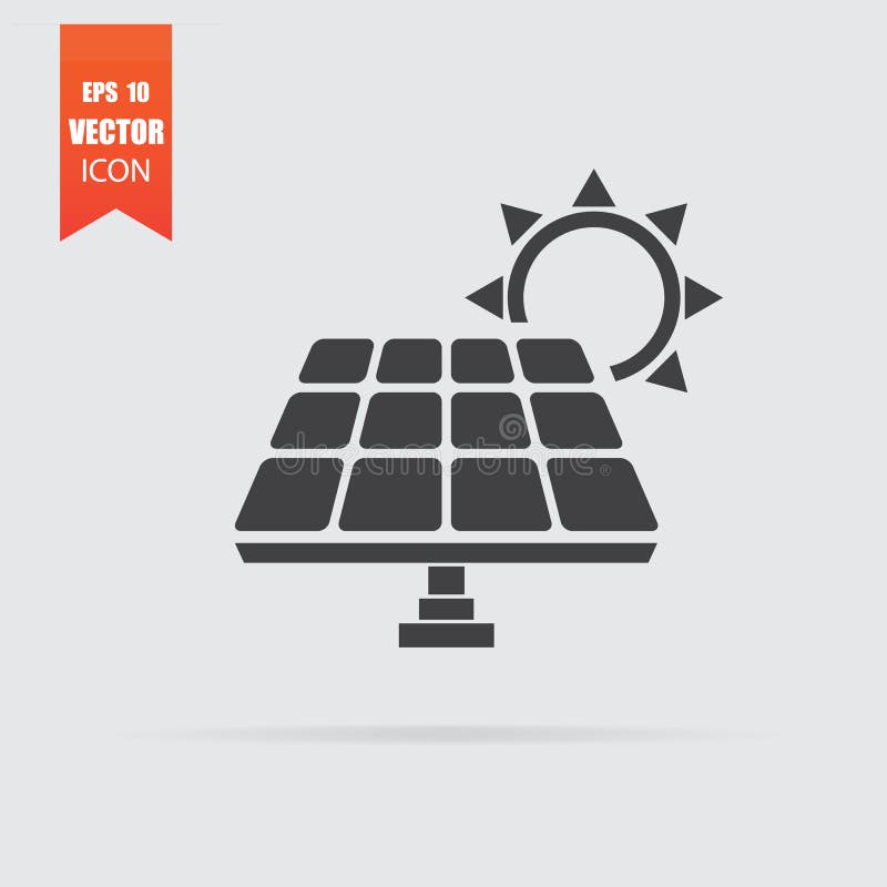 Solar Panel Icon in Flat Style Isolated on Grey Background Stock Vector ...