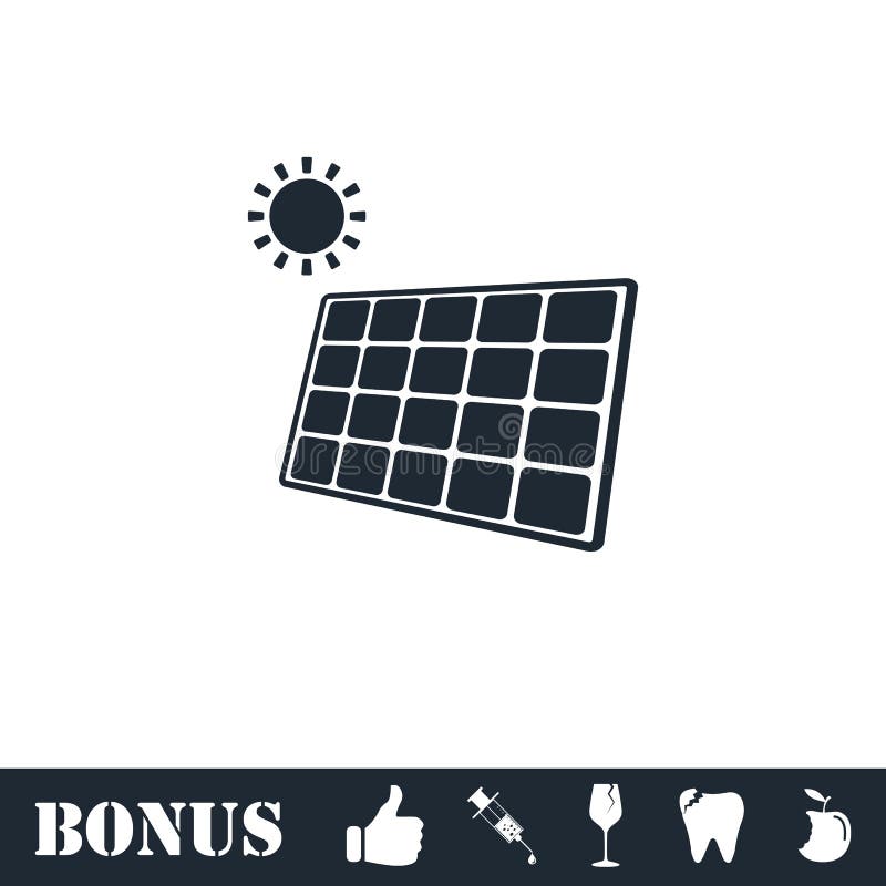 Solar panel icon flat stock vector. Illustration of charger - 151748874