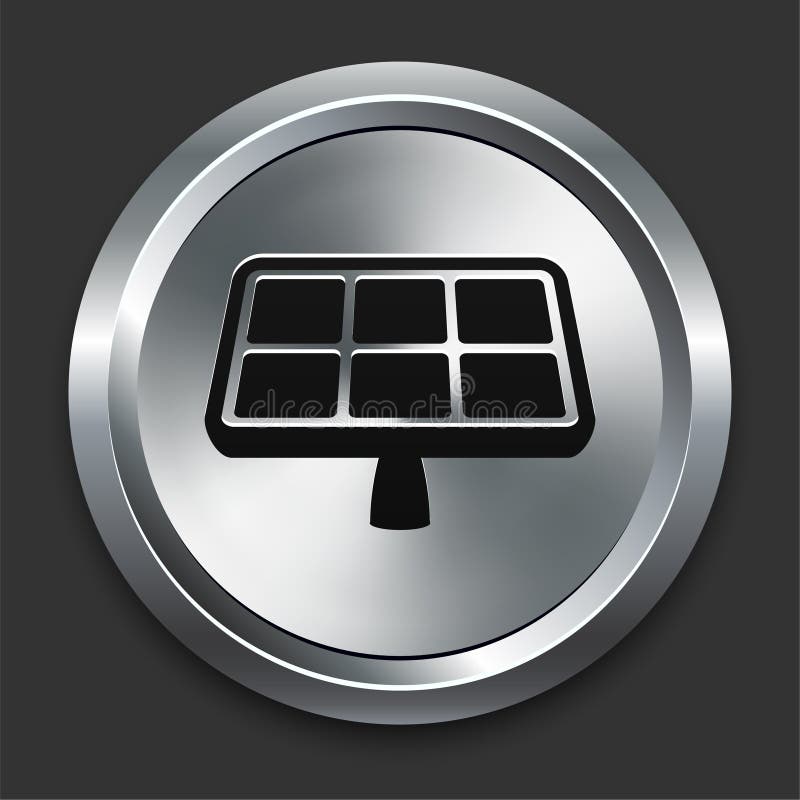 Solar Panel Icon on Metallic Button Collection Stock Illustration ...