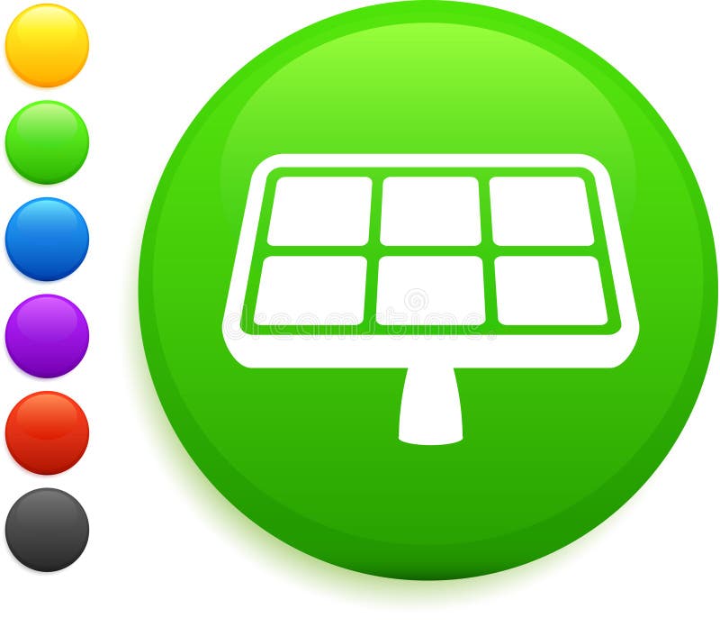 Solar Panel Icon on Round Internet Button Stock Illustration ...
