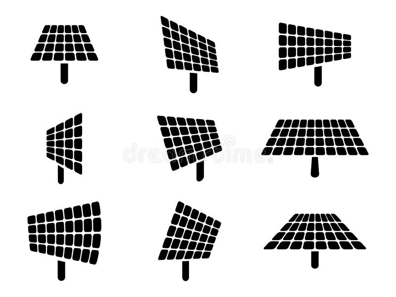 Solar Panel Icon Set Isolated on White Background. Solar Panels of ...