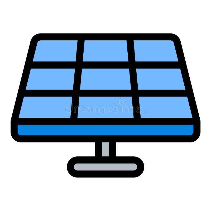 Solar Panel Icon Sustainable Energy in Flat Line Color Style Stock ...