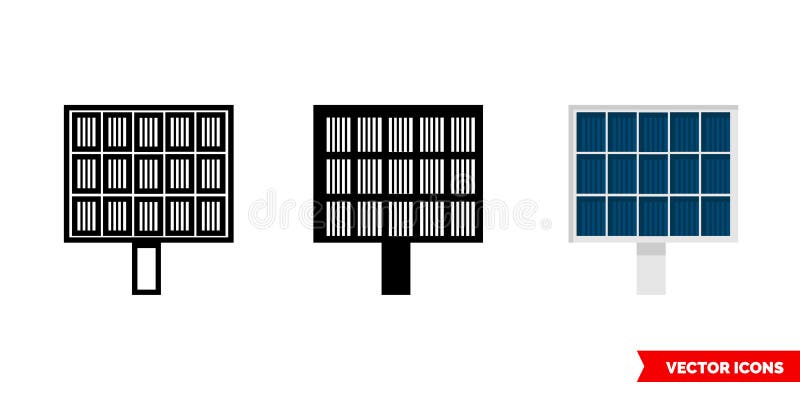Solar Panel Icon of 3 Types. Isolated Vector Sign Symbol. Stock Vector ...