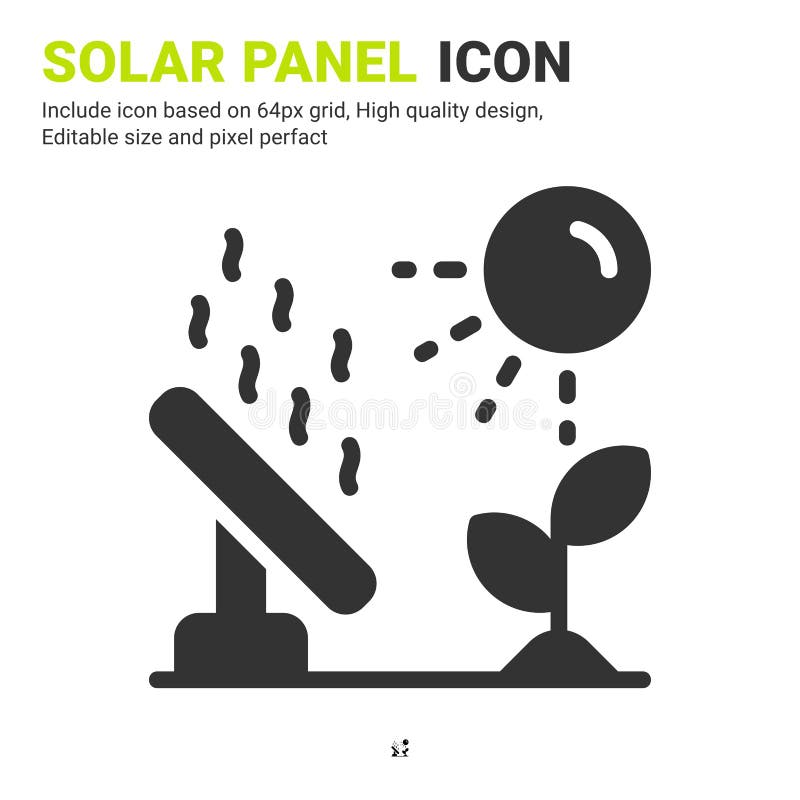 Solar Panel Icon Vector with Glyph Style Isolated on White Background ...