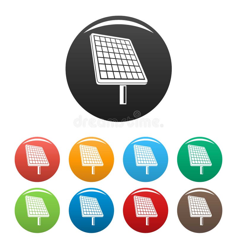 Solar Panel Icons Set Color Stock Vector - Illustration of battery ...