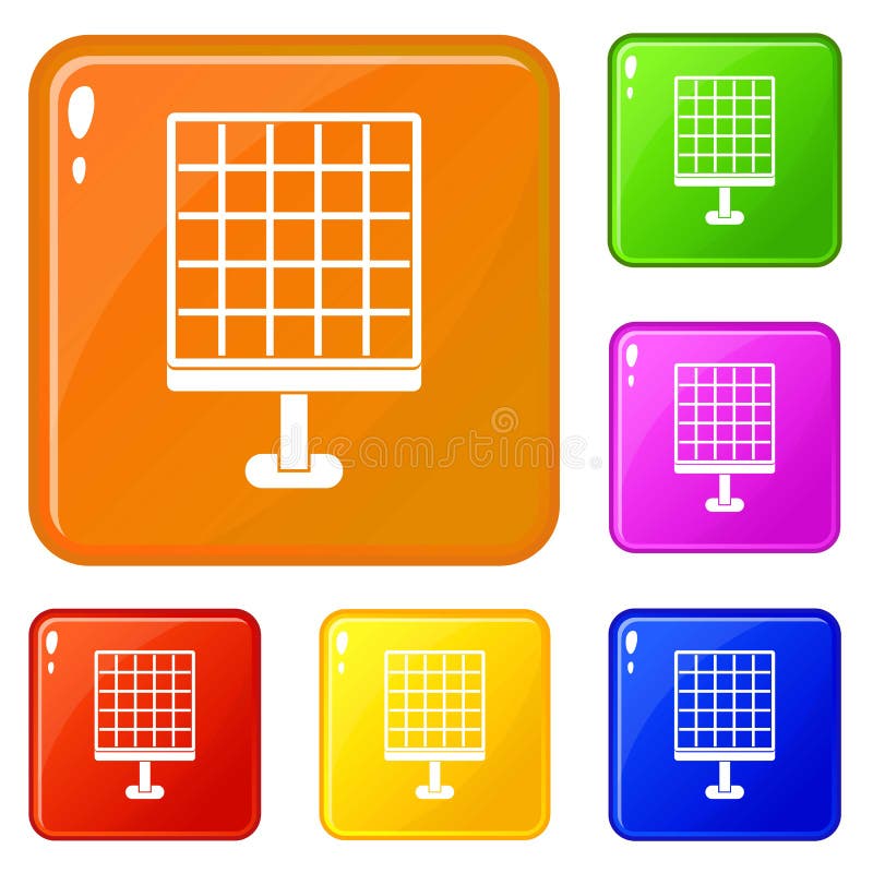 Solar Panel Icons Set Vector Color Stock Vector - Illustration of ...