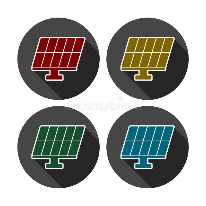 Solar panel icons set stock vector. Illustration of concept - 125695837