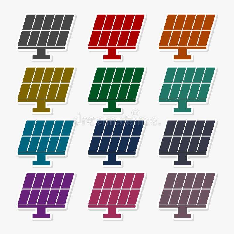 Solar panel icons set stock vector. Illustration of elegant - 125695906