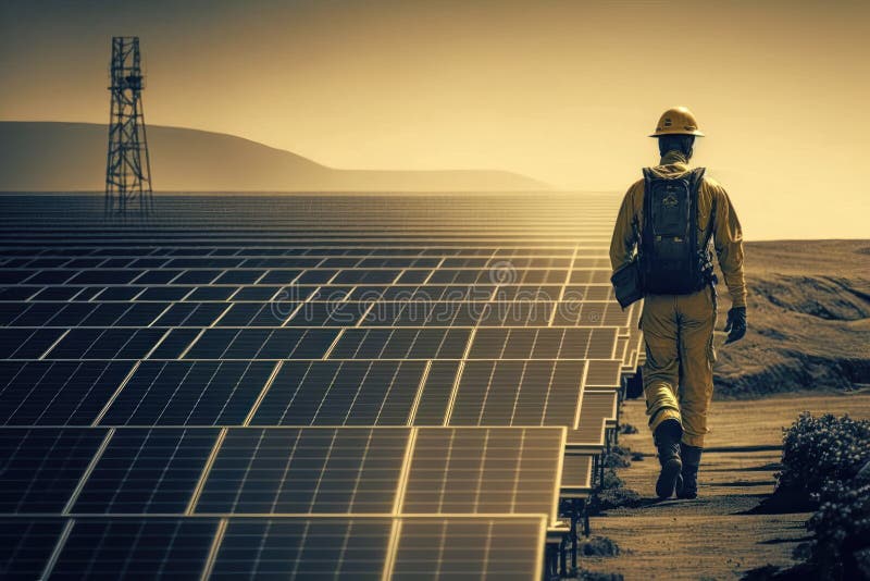 Solar Panel Inspection Engineer Inspector. Generative AI Stock ...