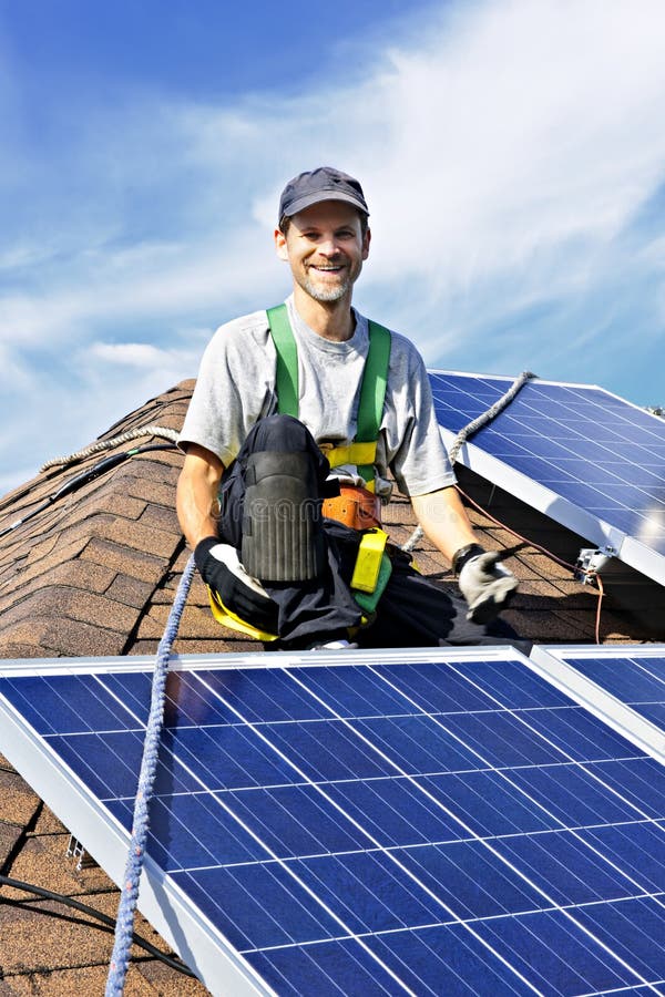 Solar panel installation stock photo. Image of installing - 16251016