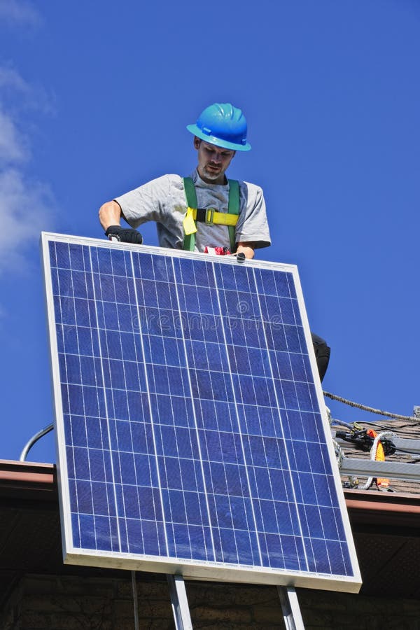 Solar panel installation stock photo. Image of energy - 16251202