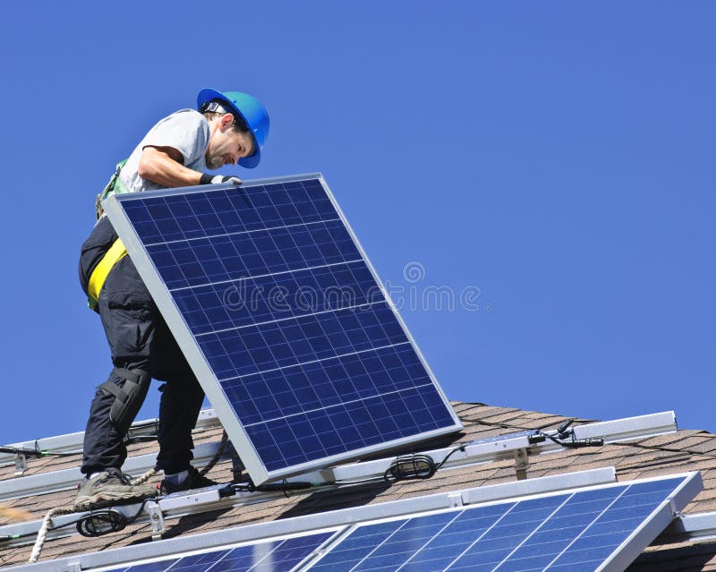 Solar panel installation stock photo. Image of renewable - 16251282
