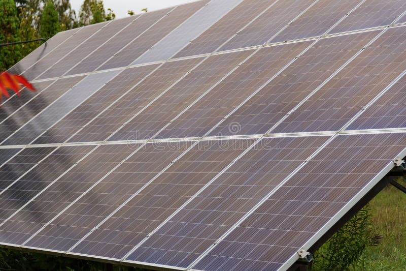 A Solar Panel Installation Captures Sunlight on a Sunny Day, Converting ...