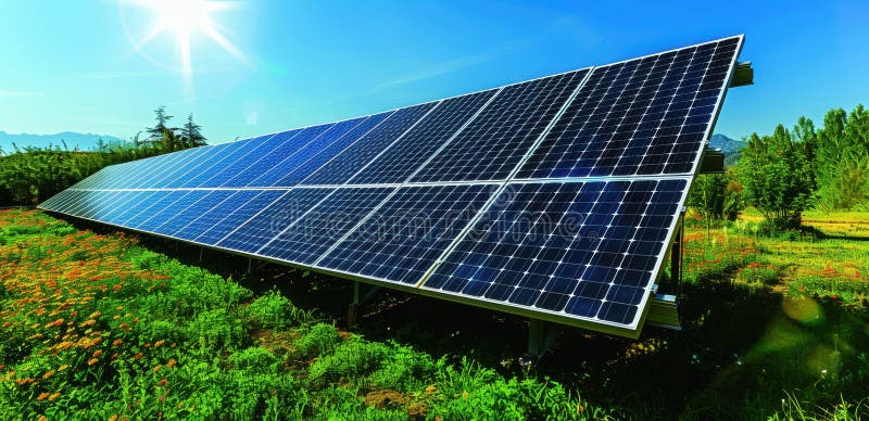 Solar Panel Installation Harnessing Green Energy Under Bright Sunlight ...