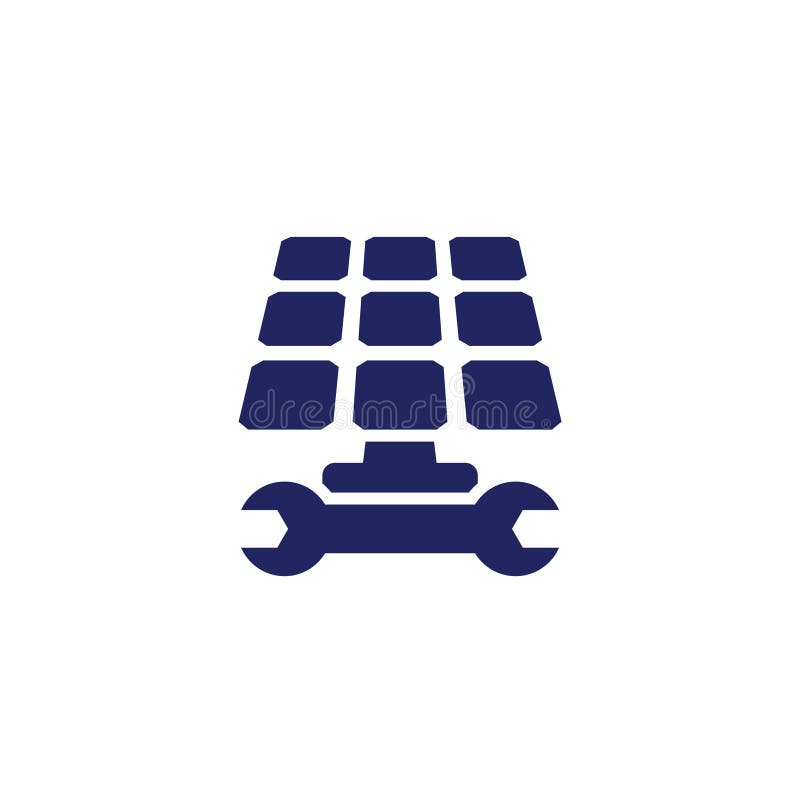 Solar Panel Installation Icon with a Wrench Stock Vector - Illustration ...