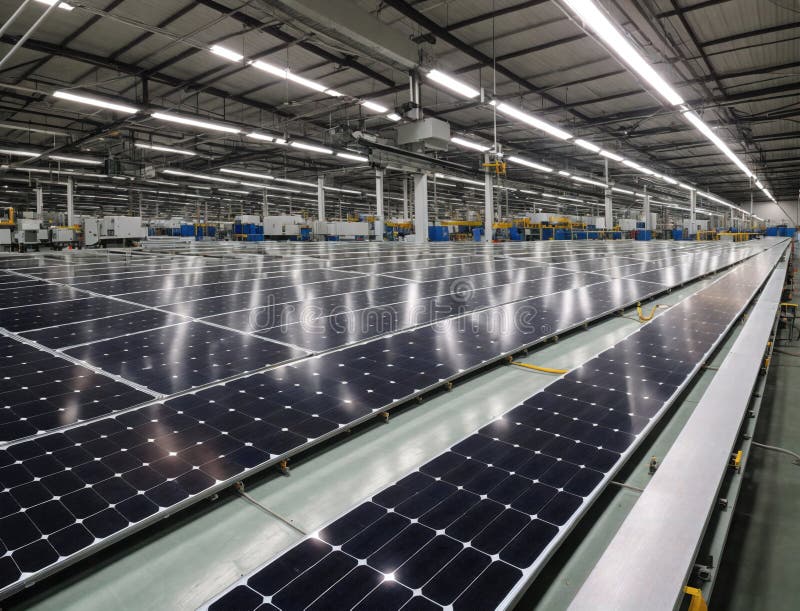Solar Panel Installation Inside a Large Manufacturing Facility during ...