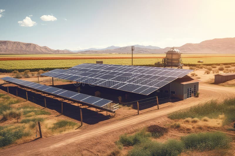 Solar Panel Installation on Largescale Farm. Generative AI Stock ...