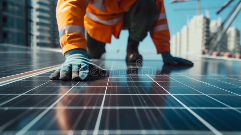 Solar Panel Installation by Professional Engineer at Sunrise ...