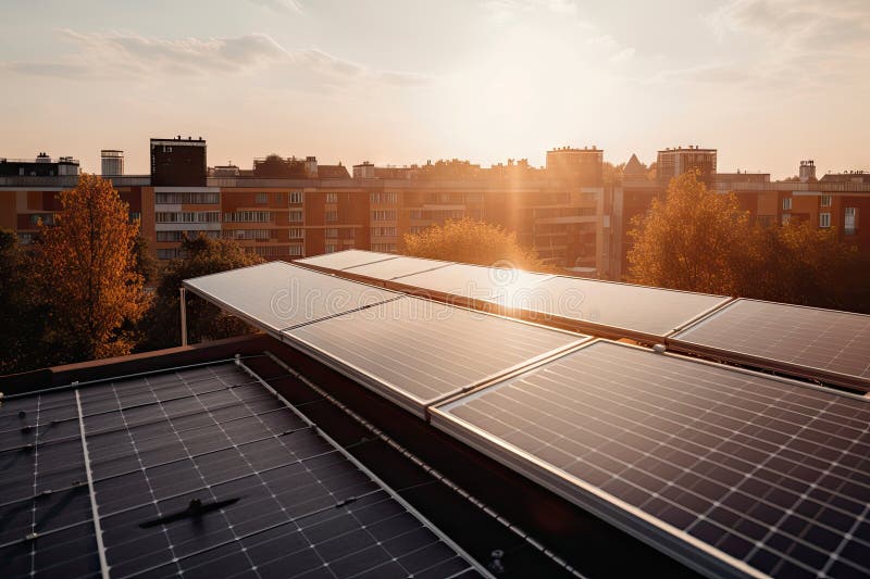 Solar Panel Installation on a Residential Rooftop, with the Sun Shining ...