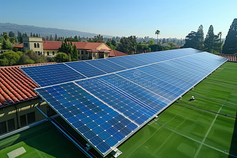 Solar Panel Installation on Rooftop in Sunny California during Late ...