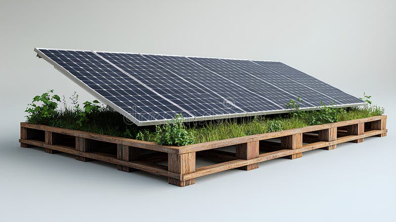 Solar Panel Installation on Wooden Pallet Base Stock Illustration ...