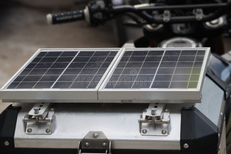 Solar Panel Installed at the Rear of the Motorcycle To Be Used Outside ...