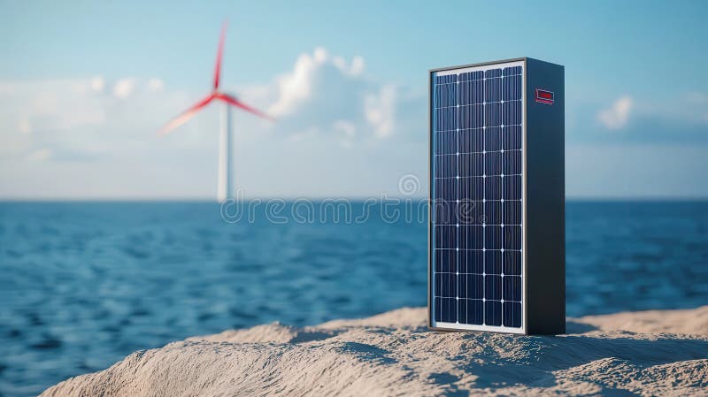 Solar Panel Installed on a Rock Formation Overlooking the Ocean ...