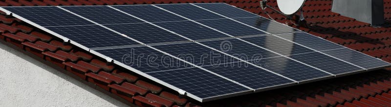 Solar Panel Installed on a Roof Stock Photo - Image of invention, house ...