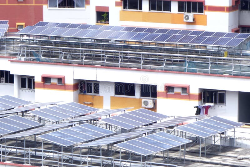 Solar Panel Installed on Top of HDB Block in Singapore Stock Image ...