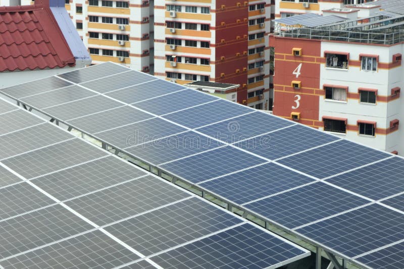 Solar Panel Installed on Top of HDB Block in Singapore Stock Image ...