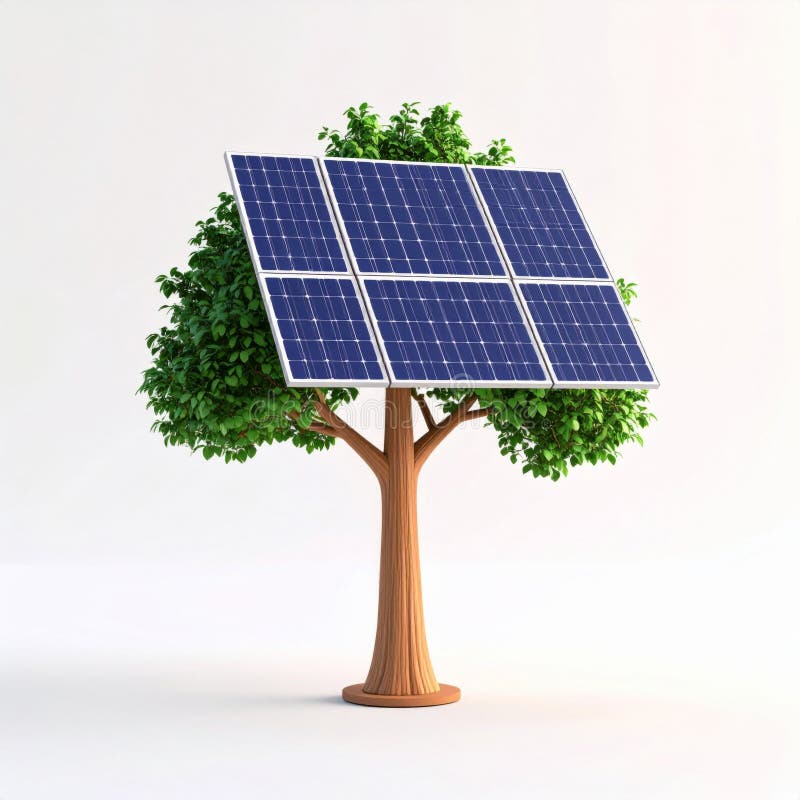Solar Panel Integrated into a Tree 3D Render Stock Illustration ...
